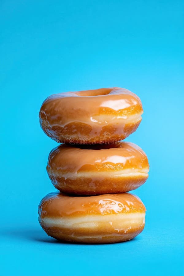 Stack of Glazed Donuts on Blue Background Stock Illustration ...