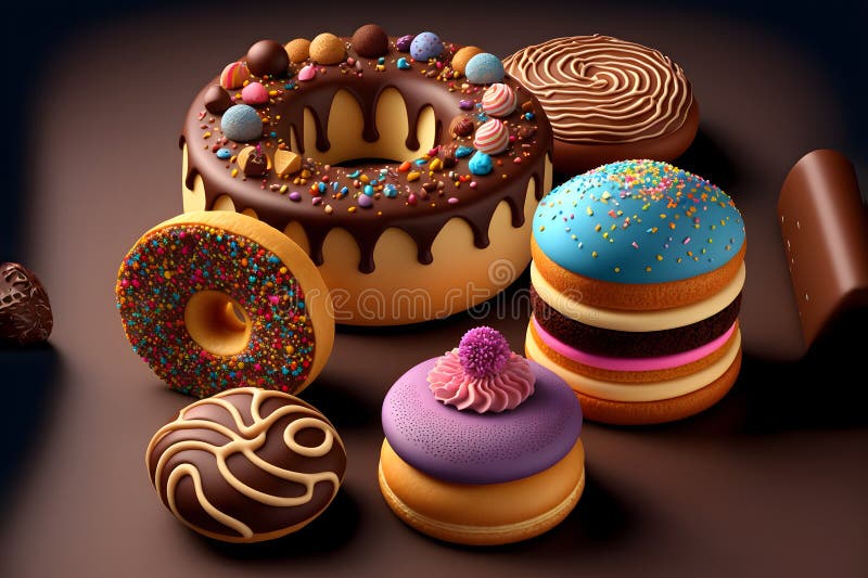 Stack of Glazed Donuts and Cake, Neural Network Generated Art Stock ...