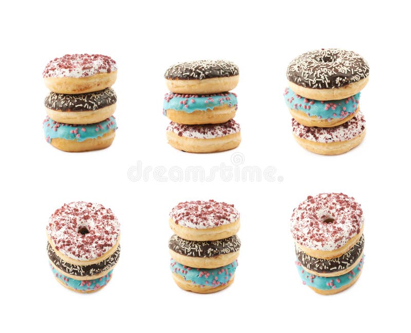 Stack of Glazed Donuts Isolated Stock Image - Image of colorful, bakery ...