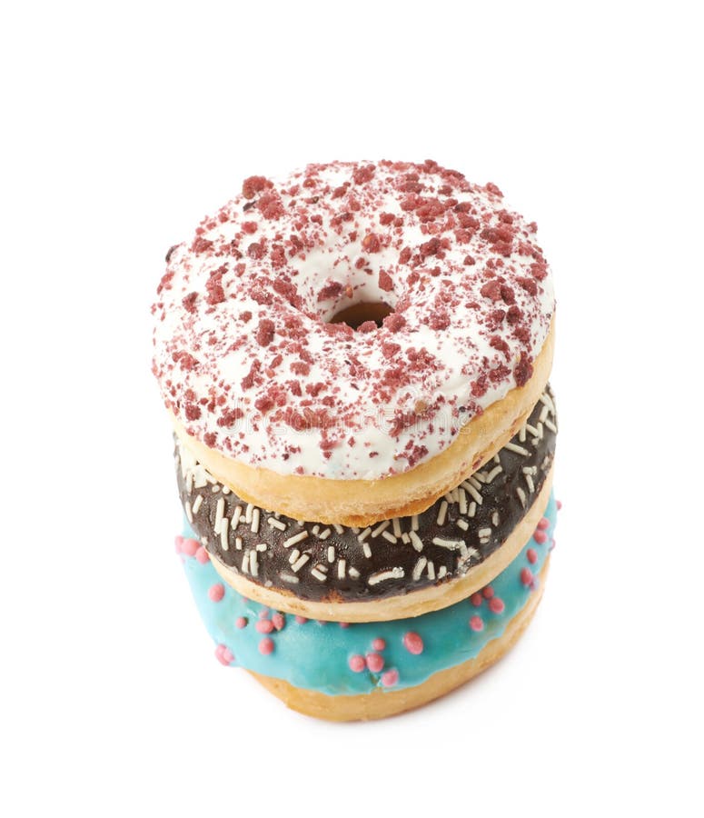 Stack of Glazed Donuts Isolated Stock Photo - Image of bright, frosting ...