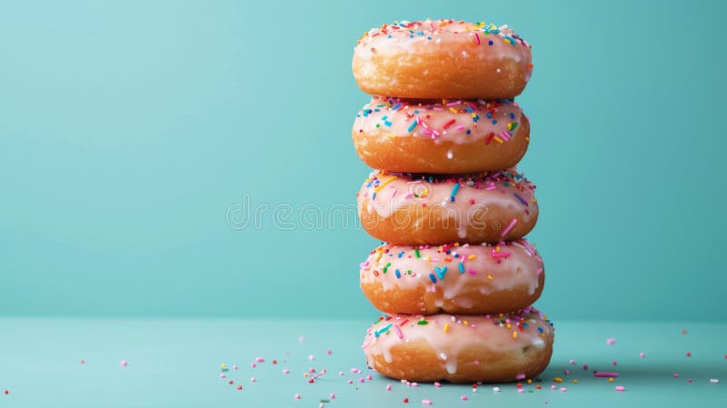 Stack of Glazed Donuts with Sprinkles Stock Image - Image of chair ...