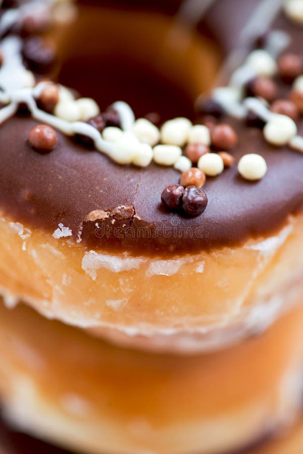 Stack of Glazed Doughnuts with Colourful Sprinkles, Chocolate, I Stock ...