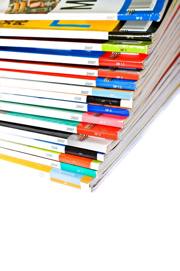Stack of magazines stock photo. Image of white, news - 17837642