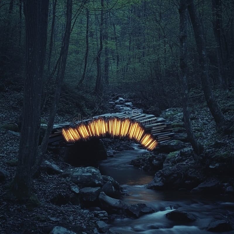 A Stack of Glowing Books Forming the Shape of a Tree Stock Illustration ...