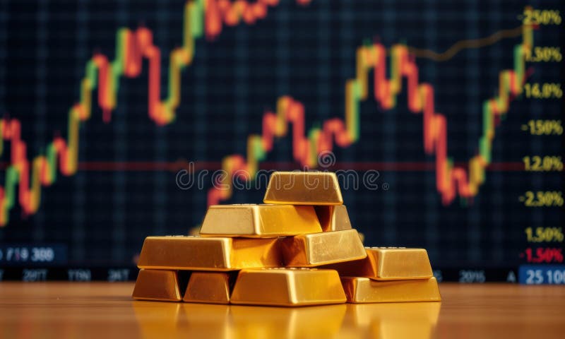 Stack of Gold Bars in Front of Financial Chart, Symbolizing Wealth and ...