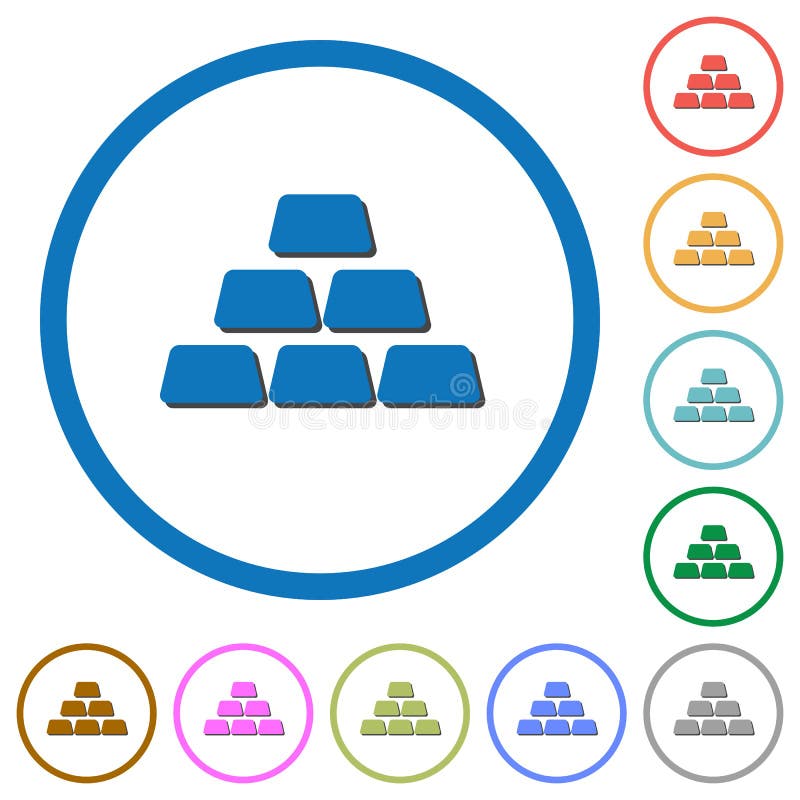Stack of Gold Bars Icons with Shadows and Outlines Stock Vector ...