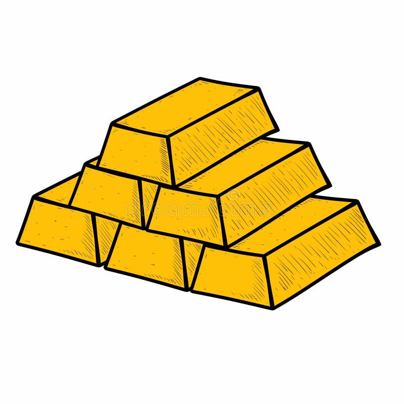 Stack Gold Bars Isolated on White Stock Illustration - Illustration of ...