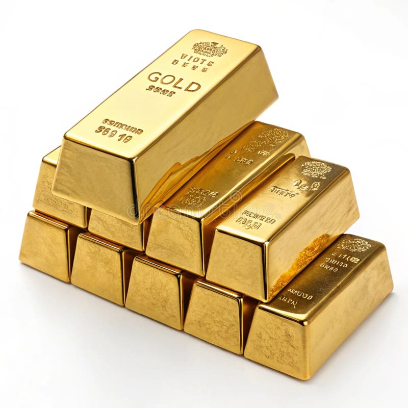 Stack of Gold Bars with Large Ingot Isolated on Transparent Background ...