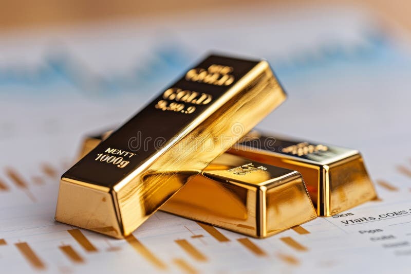 Stack of Gold Bars Positioned on Top of Tools Used for Monitoring ...