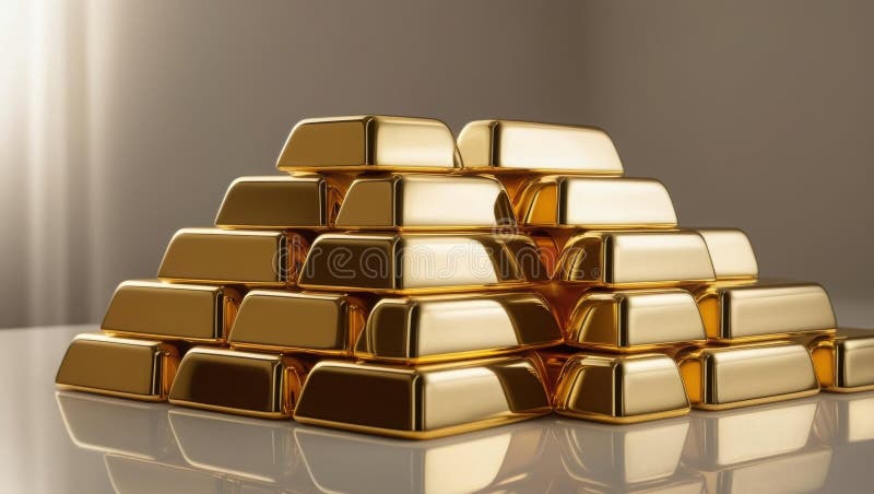 Stack of Gold Bars Reflecting a Luxurious Glow Under Soft Ambient ...