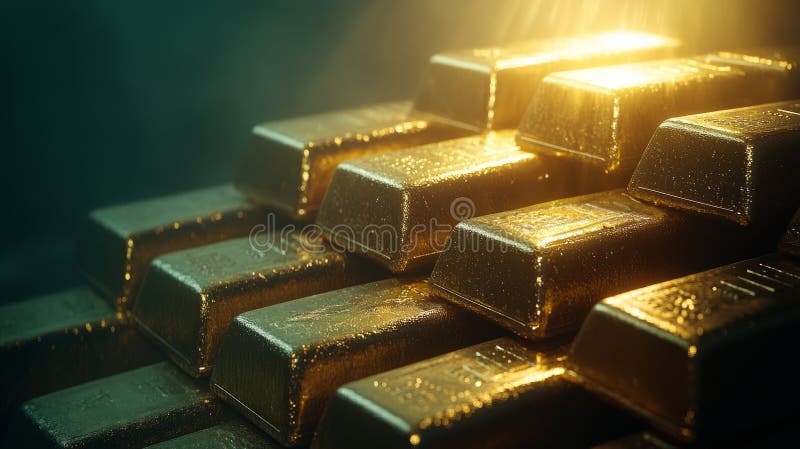 Stack of Gold Bars Under Dramatic Lighting Stock Image - Image of ...