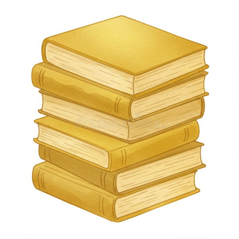 Stack of Gold Books Illustration Stock Illustration - Illustration of ...