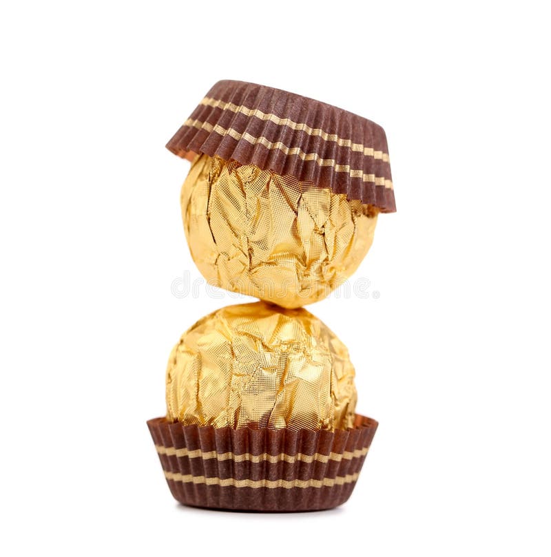 Stack of Gold Chocolate Bonbons. Stock Photo - Image of shiny, biscuit ...