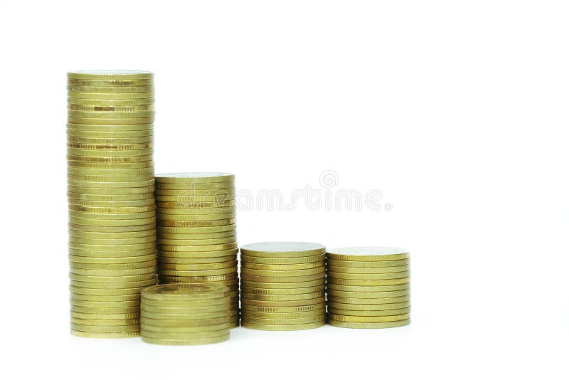 Stack of gold tinted coins stock image. Image of financial - 189437535