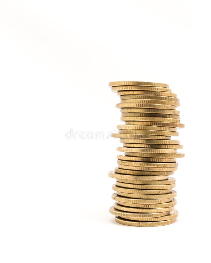 Stack of Gold Coin on White Background Stock Photo - Image of money ...