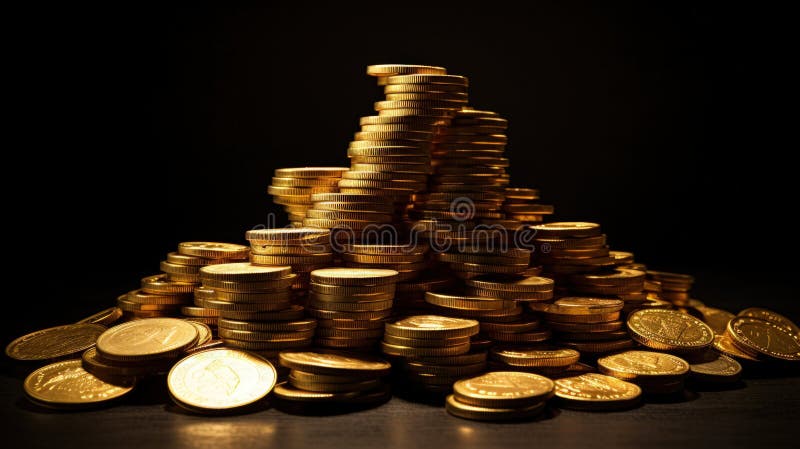 A stack of gold coins stock illustration. Illustration of exchange ...