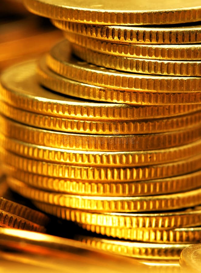 Stack of gold coins stock image. Image of close, income - 6205579