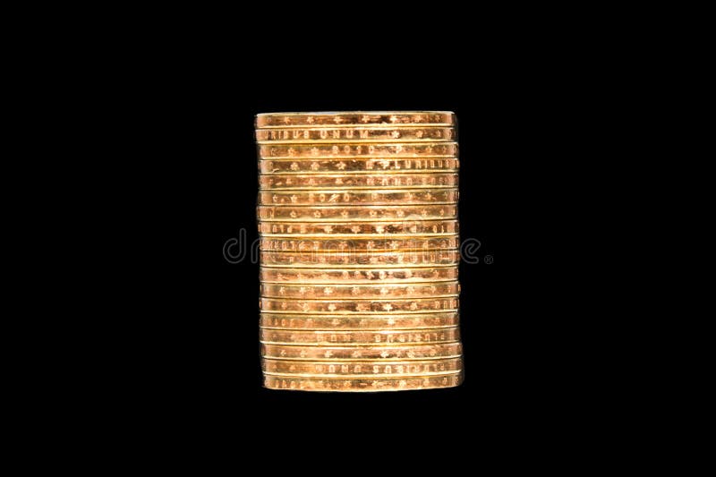 Stack of Gold Coins with Black Background Stock Photo - Image of blank ...