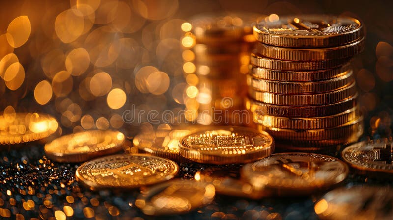 A Stack of Gold Coins on a Black Background Stock Photo - Image of ...