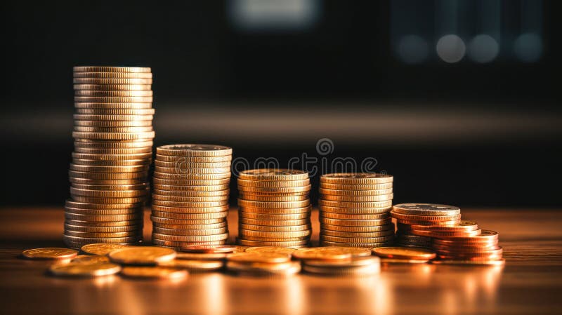 Stack of Gold Coins with Bokeh Background, Business Growth Concept ...