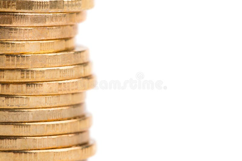 Set of Gold Coins Isolate on a White Background Stock Image - Image of ...