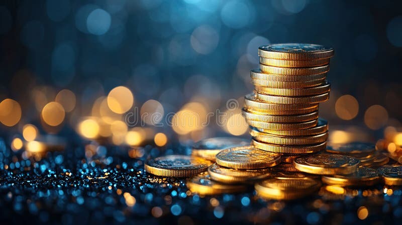 Stack of Gold Coins on Dark Background Stock Illustration ...