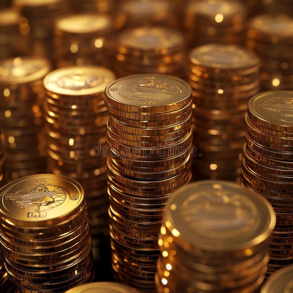 Stack of Gold Coins with Digital Background. Vector Illustration. Eps ...