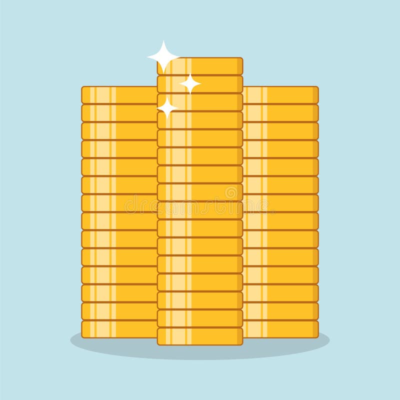 Stack of Gold Coins Flat Design Style Stock Vector - Illustration of ...
