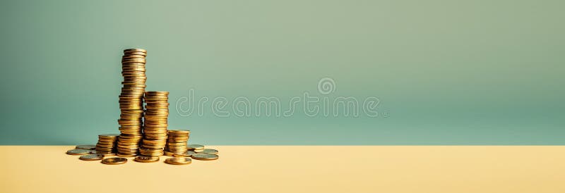 A Stack of Gold Coins Forming a Tower, with Euro Coins at the Base ...