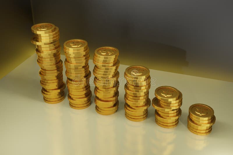 Stack of gold coins stock illustration. Illustration of money - 185168403