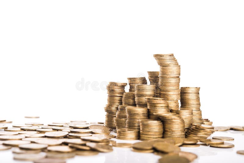 Stack of gold tinted coins stock image. Image of financial - 189437535