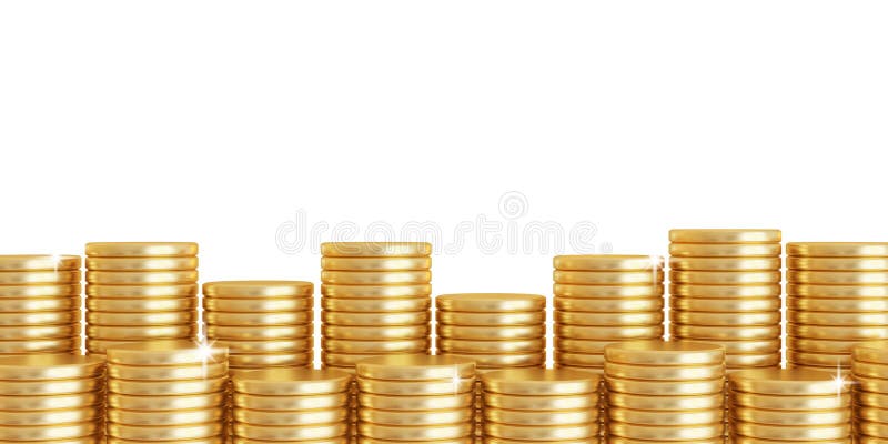 Stack of Gold Coins Isolated on White Background, with Clipping Path ...