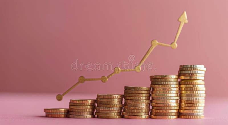 Stack of Gold Coins with Rising Arrow Stock Photo - Image of wealth ...