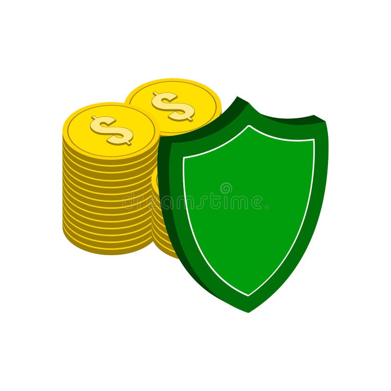 Stack of Gold Coins with Shield, Finance Protection Symbol. Flat Stock ...