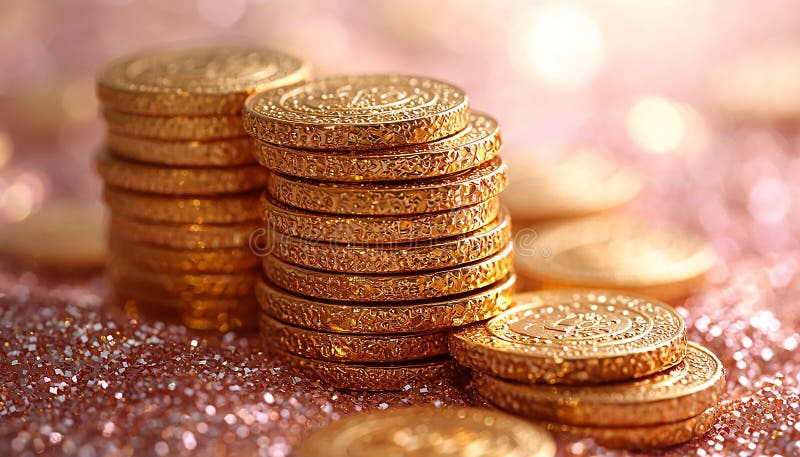 Stack of Gold Coins Symbolize Wealth and Success Generated by AI Stock ...