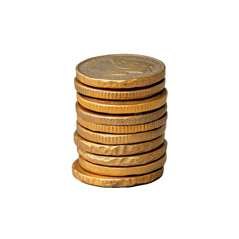 Stack of Gold Coins on a Transparent Background Stock Image - Image of ...