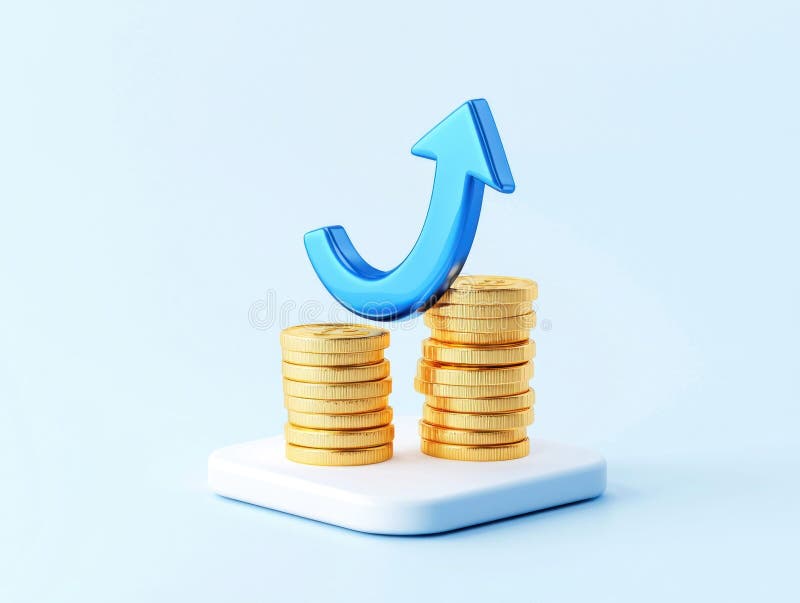 Stack of Gold Coins with Upward Arrow Symbolizing Financial Growth ...