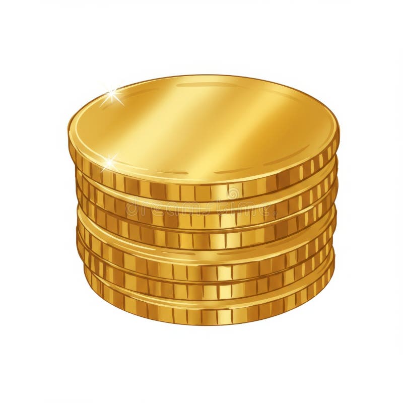 Stack of Gold Coins on White Background Stock Illustration ...