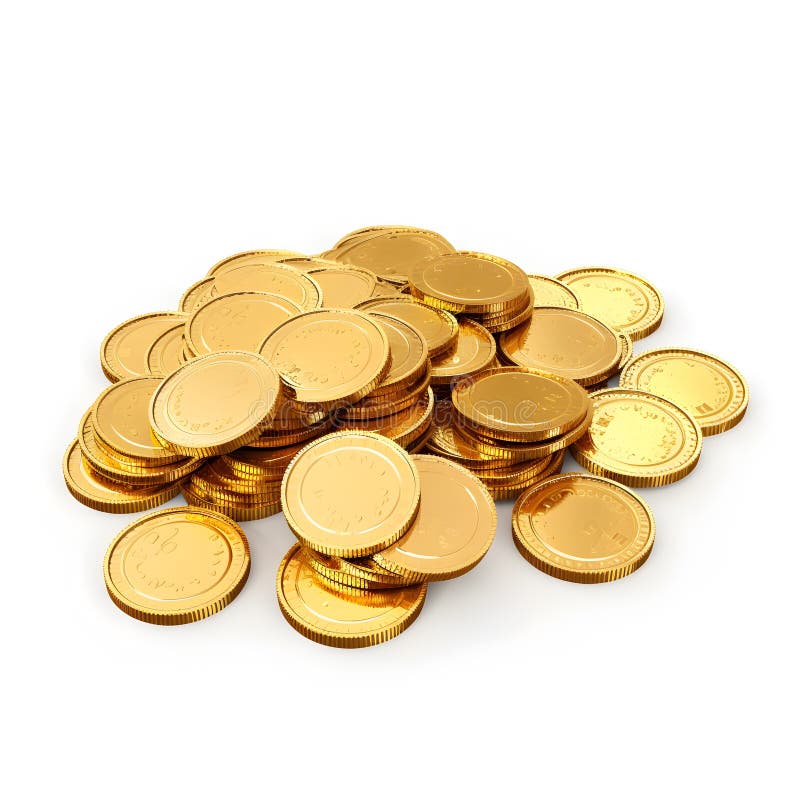 Stack Gold Coins on White Background. Generative AI Stock Illustration ...
