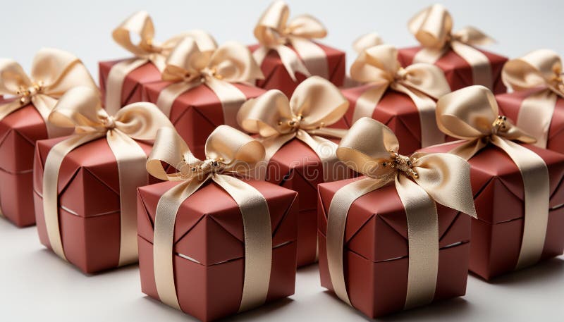 A Stack of Gold Gift Boxes, Wrapped with Love Generated by AI Stock ...