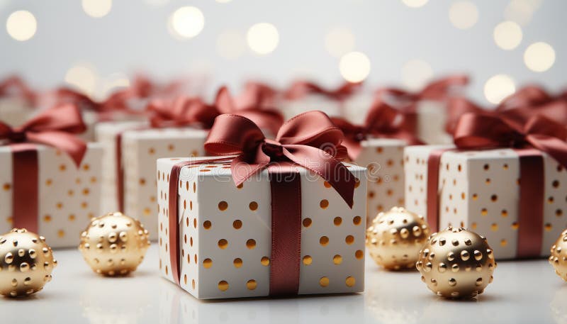 A Stack of Gold Gift Boxes, Wrapped in Shiny Paper Generated by AI ...