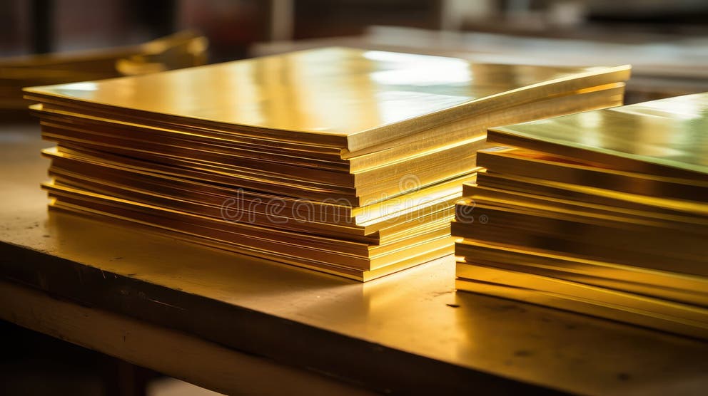 Stack gold metal sheet stock illustration. Illustration of metal ...