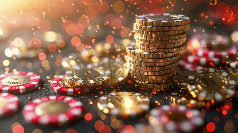 Stack of Gold and Red Poker Chips Stock Image - Image of luck, wealth ...