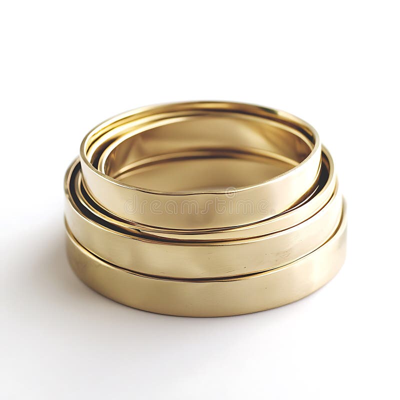 A Stack of Gold Rings on a White Background Stock Illustration ...