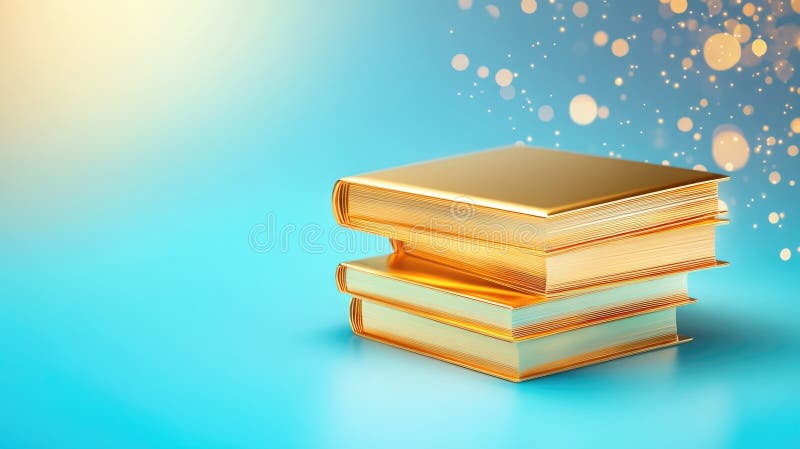 Stack of Golden Books with Bokeh Lights for Education, Knowledge ...