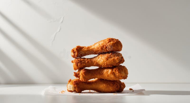 A Stack of Golden Brown Fried Chicken Drumsticks. Stock Photo - Image ...