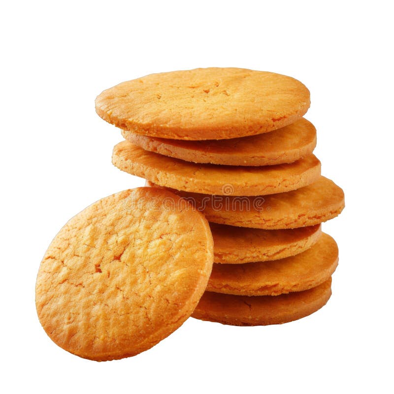 A Stack of Golden Brown Round Cookies Isolated on Black Background ...