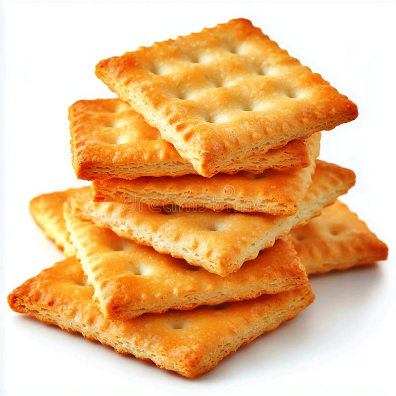 A Stack of Square Crackers with a Golden Brown Color and a Grid Pattern ...