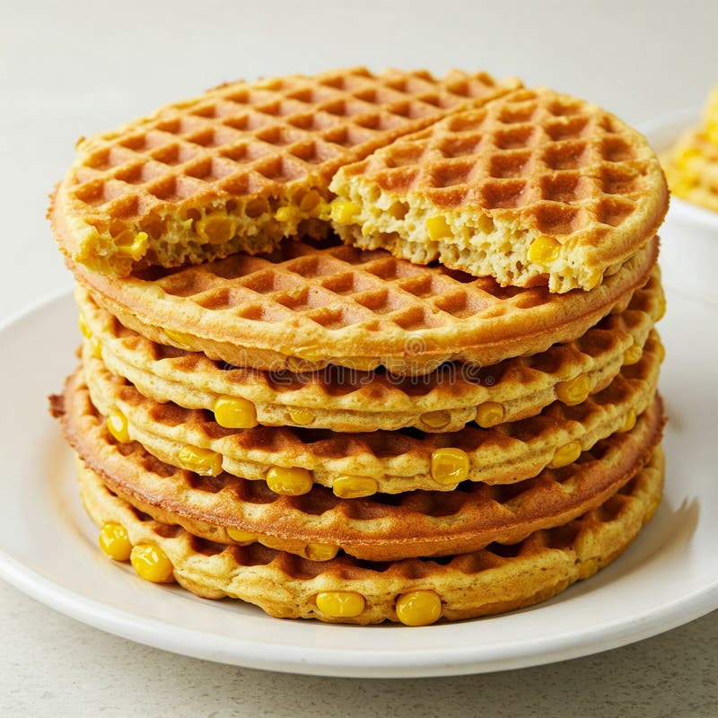 Corn Waffles are Stacked in Layers. Stock Illustration - Illustration ...