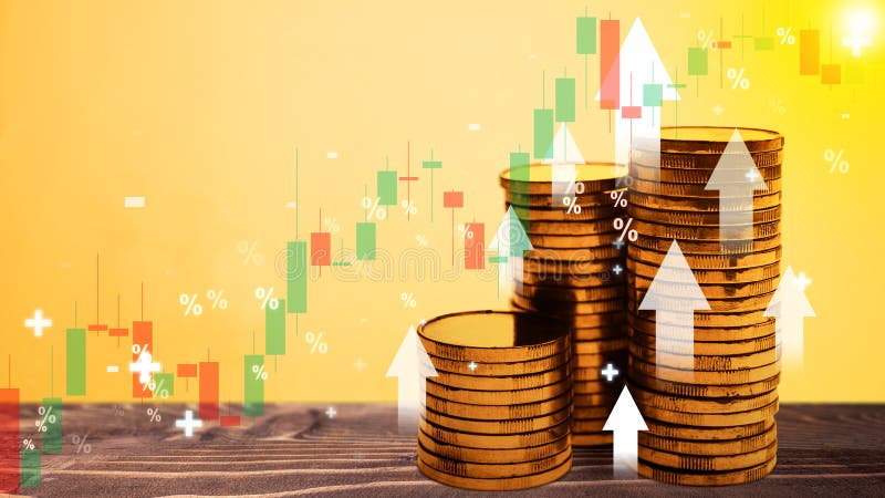 Stack of the Golden Coin with Symbol of Rising Inflation Graph Arrow ...